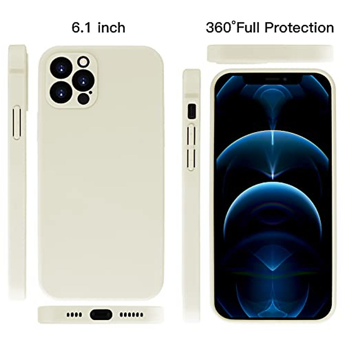 KPKHDI Phone 13 Pro Max Case - Matte Silicone, Stain Resistant, Full Body Protection, Anti-Scratch, Shockproof, 6.7 inch (Antique White)