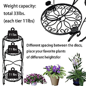 HLC 3 Tier Tall Plant Stand Outdoor Flower Stand Flower Pot Holder Display for Patio Garden Corner Balcony Living Room