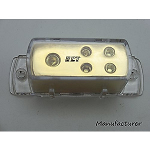 24K Real Gold Plating Power and Ground Distribution Block 1x4ga Input 4x8ga Output