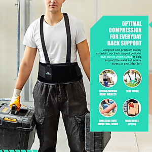 AllyFlex Sports® Back Brace For Lifting Work Y-shape Suspenders Safety Belt With Dual 3D Lumbar Support Relieve Pain, Prevent Injury (M (30'' - 37''))