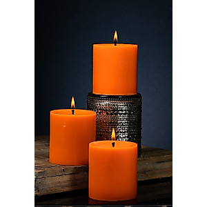 Richland Set of 3 Orange Pillar Candles 3" x 3" Unscented for Weddings Home Holidays Relaxation Spa Church…