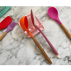 Kitchen Utensil Rest - 2 pack - BPA Free - Various Colors (Black Grey)