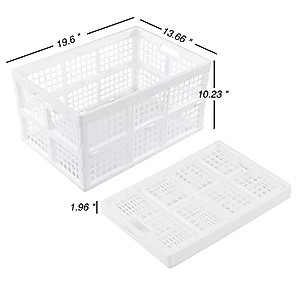 Dehouse 3-Pack Large Folding Storage Basket, 40 L Plastic Collapsible Storage Crate, White