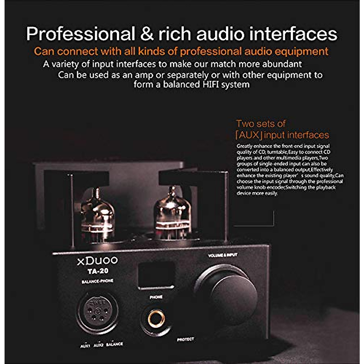 XDUOO TA-20 High Performance Balanced Tube Headphone Amplifier Power Amplifier (Black)