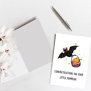 Cute Baby Shower Card, Halloween New Baby Card, Pumpkin Birthday Card for Newborn, Spooky Pumpkin Baby Card