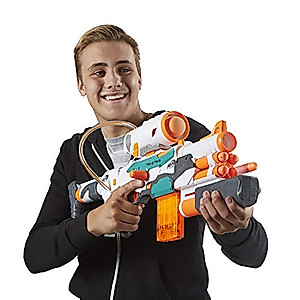 Nerf Modulus Tri-Strike Blaster, Mega Barrel, Rocket Launcher, Clip, 10 Elite Darts, 4 Mega Darts, 1 Rocket, Kids Outdoor Games (Amazon Exclusive)