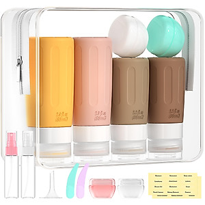 Morfone 16 Pack Travel Bottles Set for Toiletries, TSA Approved Travel Containers Leak Proof Silicone Squeezable Travel Accessories 2oz 3oz for Shampoo Conditioner Lotion Body Wash (BPA Free)