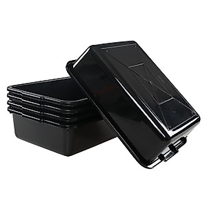 Cinkyou 5 Packs 8 L Commercial Bus Tub /Tote, Small Plastic Utility Boxes, Black