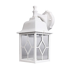 LIT-PaTH Outdoor LED Wall Lantern, Wall Sconce as Porch Light, 11W, 1000 Lumen, 5000K Daylight White, Aluminum Housing Plus Glass, Matte White Finish, ETL Qualified