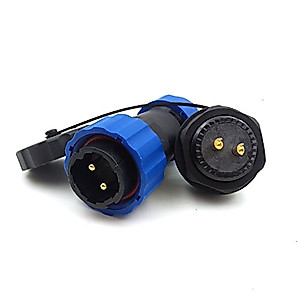 SD20 2pin Waterproof Connector, Circular IP68 LED Solar Panel Power Cable Plug Heavy Industrial Connector (2pin, Panel Mount)