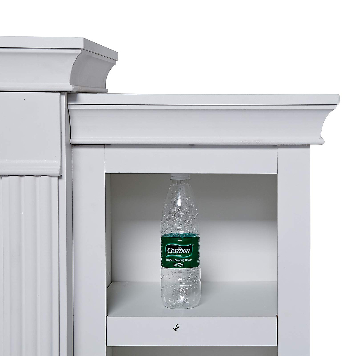 HOMCOM 70" W x 15.75" H Electric Fireplace Mantel TV Stand, Media Console Center Cabinet with 6 Shelves and Remote Control, Cream White