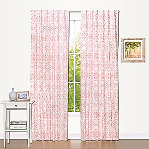 Coral Pink Medallion Fitted Crib Sheet - 100% Cotton Floral Damask Baby Girl Nursery and Toddler Bedding