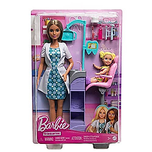Barbie Careers Dentist Doll and Playset with Accessories, Medical Doctor Set, Barbie Toys,White
