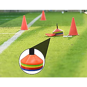 FGBNM Disc Cones, 50/100/200 Pack Agility Soccer Cones with Carry Bag and Holder, Soccer Cones for Sports Training, Football, Soccer, Basketball, Coaching, Practice Equipment, 5 Color