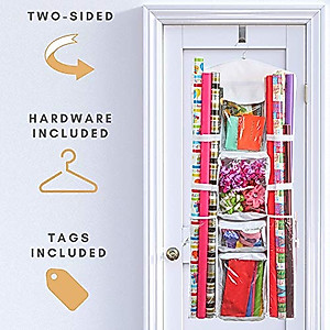 Wrapping Paper Storage Plastic Ziplock Bag Organizer - 40" Storage Containers - Door Hanging Gift Wrapping Organizer Storage for Closet