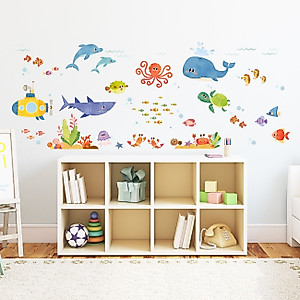 DECOWALL DS8-1611 Sea Adventure Kids Wall Stickers Wall Decals Peel and Stick Removable Wall Stickers for Kids Nursery Bedroom Living Room d?cor