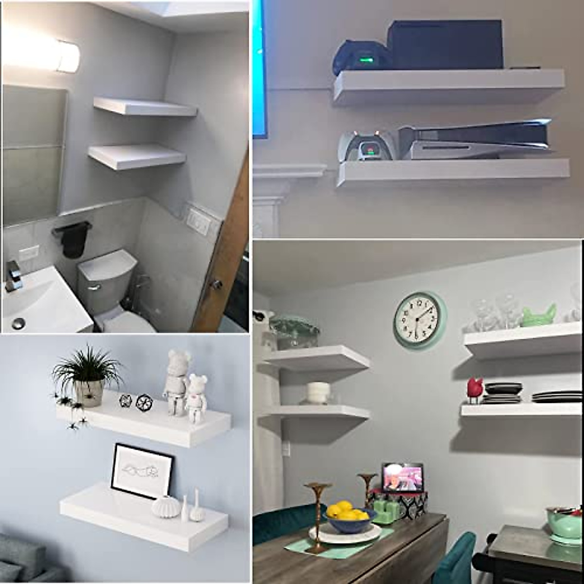 SISHHOME Floating Shelves 24 x 12 x 2 inches Set of 2,Large Wide Panel Hanging Wall Shelf for Kitchen Room,Study Room,Bedroom,Barthroom