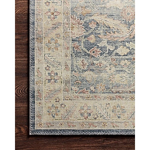 Loloi II Hathaway Collection HTH-02 Denim/Multi 2'-0" x 5'-0", .25" Thick, Accent Rug, Soft, Durable, Printed, Modern, Low Pile, Non-Shedding, Easy Clean, Living Room Rug