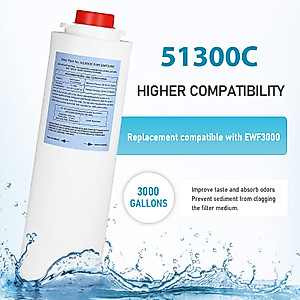 1 Pack Filter Replacement Compatible with Elkay 51300C EWF3000, 3000 Gallon (No Chip)
