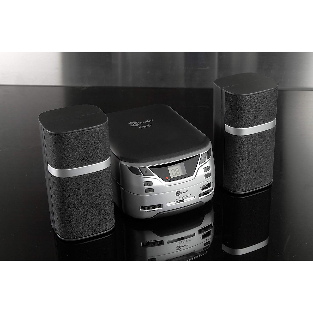 HDi Audio Modern Premium CD-526 Compact Micro Digital CD Player Stereo Home Music System with AM/FM Tuner Aux-in & Headphone Jack (Black/Silver)