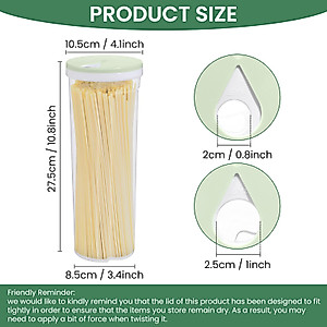 EORTA Plastic Spaghetti Container Noodle Pasta Storage Jar with Locking Lid Clear Dry Food Keeper Canister Cereal Crisper Box, Green