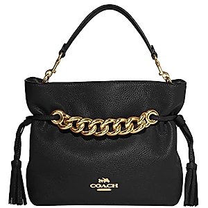 COACH Women's Andy Leather Tassle Crossbody Bag Handbag - Black