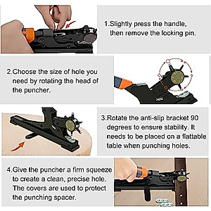 Revolving Punch Plier Kit, XOOL Leather Hole Punch Set for Belts, Watch Bands, Straps, Dog Collars, Saddles, Shoes, Fabric, DIY Home or Craft Projects, Heavy Duty Rotary Puncher, Multi Hole Sizes Make