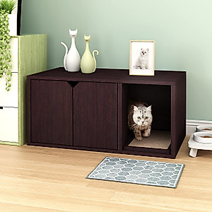 WAY BASICS Cat Litter Box Enclosure Hidden Furniture (Scratch Pad Included)