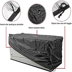 Hapover Patio Deck Box Cover Waterproof Storage Box Cover Outdoor Storage Ottoman Bench Protector Oxford Deck Anti-UV Top Cover for Deck Boxes with Drawstring 62"x30"x27" Black