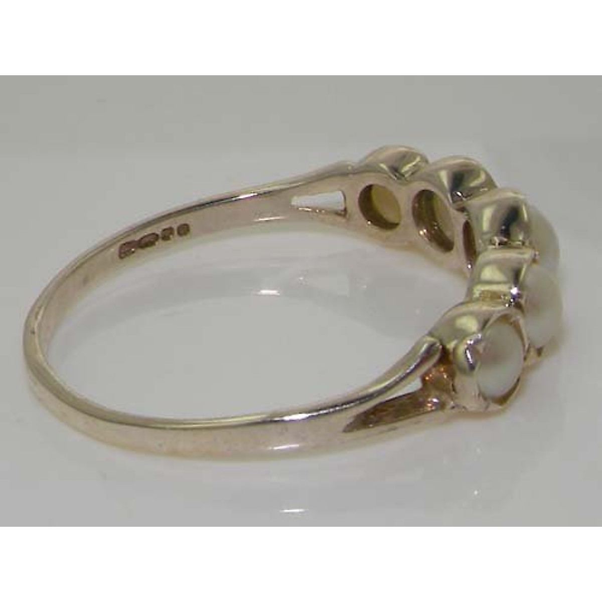 LetsBuyGold 925 Sterling Silver Cultured Pearl Womens Band Ring - Sizes 4 to 12 Available
