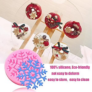 ZiXiang Christmas Silicone Molds Xmas Fondant Molds Christmas Tree Snowflake Bells Gift Box Snowman Holly Leaves Silicone Molds For Cake Decorating Cupcake Topper Candy Chocolate Gum Paste Set Of 7