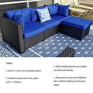 FLYMEI Outdoor Cushion Cover Replacement, Patio Cushion Slip Covers 22 X 22 X 4 inch, Patio Chair Cushion Covers Only, Water Resistant Patio Cushion Cover Navy Blue