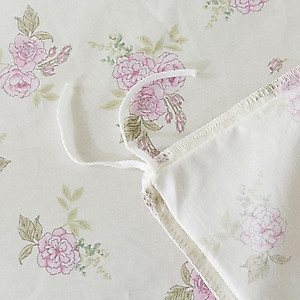 FADFAY Rose Floral Duvet Cover Set Pink Grid Cotton Girls Bedding with Hidden Zipper Closure 3 Pieces, 1duvet Cover & 2pillowcases,King/California King Size