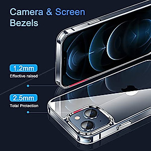 MOLOPPO 4 in 1 Designed for iPhone 13 Case Crystal Clear, [Not-Yellowing] with Tempered Glass Screen Protector + Camera Lens Protector, [Military-Grade Drop Tested] Shockproof Slim Cover 6.1 inch