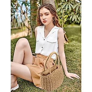 Foride Summer Evening Handbag, Straw Handmade Weave Handbag (Camel)
