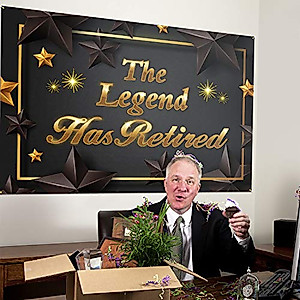 PAKBOOM The Legend Has Retired Backdrop Banner - Retirement Party Decorations Supplies for Men Women - 3.9 x 5.9ft Gold Black