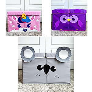QUOKKA Toy Storage Box Koala, Toy Storage Box Unicorn & Toy Storage Box Owl Playroom Organizers
