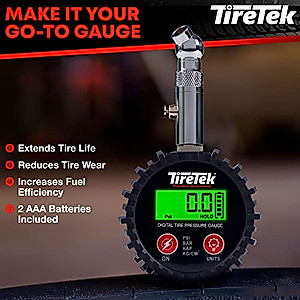 TIRETEK Digital Tire Pressure Gauge for Cars (200 PSI) - Smart Battery Saver Tire Gauges