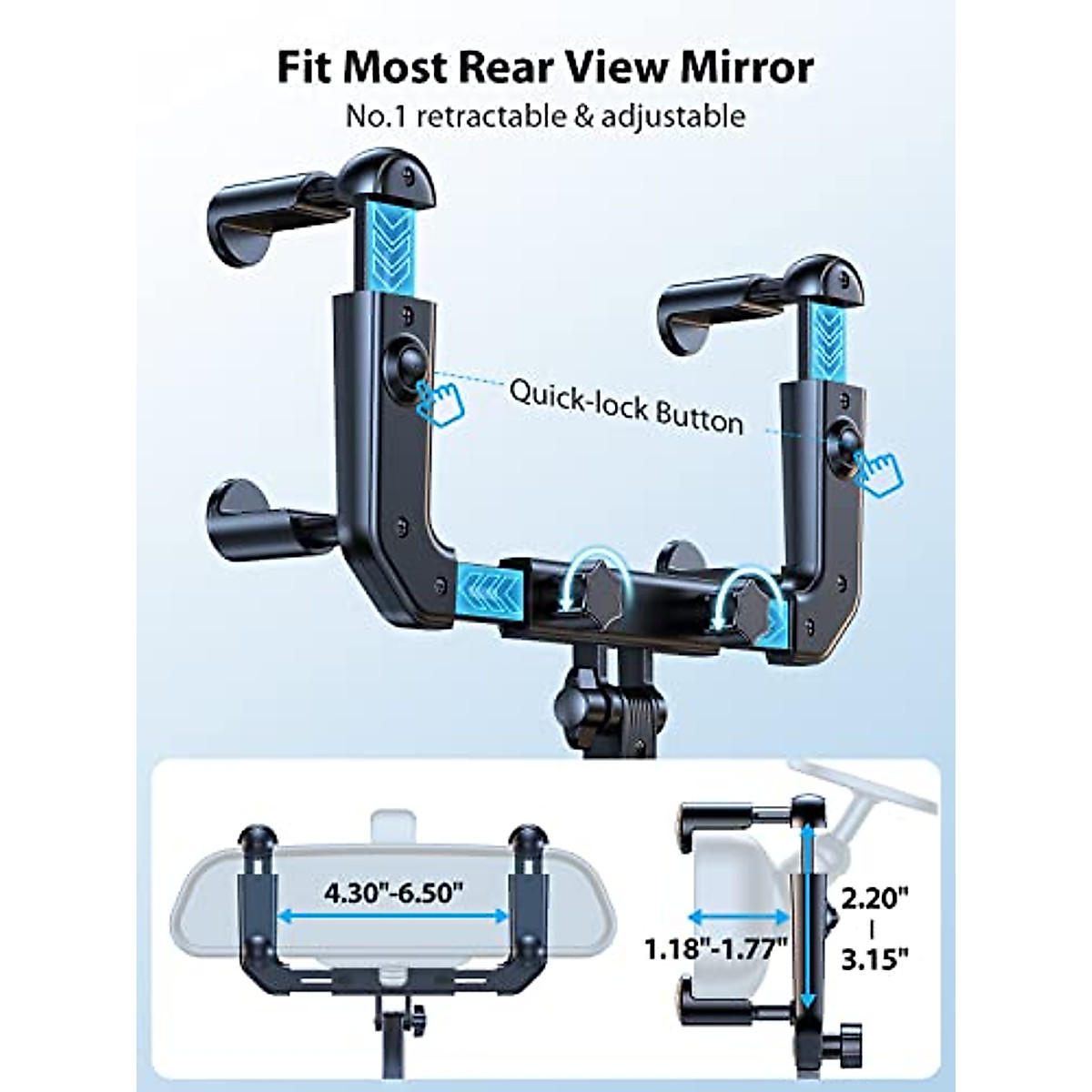 VICSEED Upgraded Magnetic Phone Mount for Car, [Big Rear Mirrors Friendly] Rear View Mirror Phone Holder, Strong Magnet Cell Phone Holder Car Cradle Hands Free Car Mount Fit All Mobiles & Vehicles