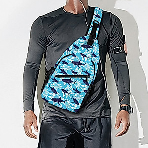 VSOFMY Sling Bag for Men Women Crossbody Sling Backpack for Travel Hiking Daypack Chest Bag Shark