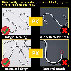 Hamosky 20PCS 4.73in Extra Large S Shaped Stainless Steel Hanging HooksSet - Ideal for Pots, Pans, Spoons & Other Kitchen Essentials - Perfect for Clothing (XXL-12CM) (Sliver)