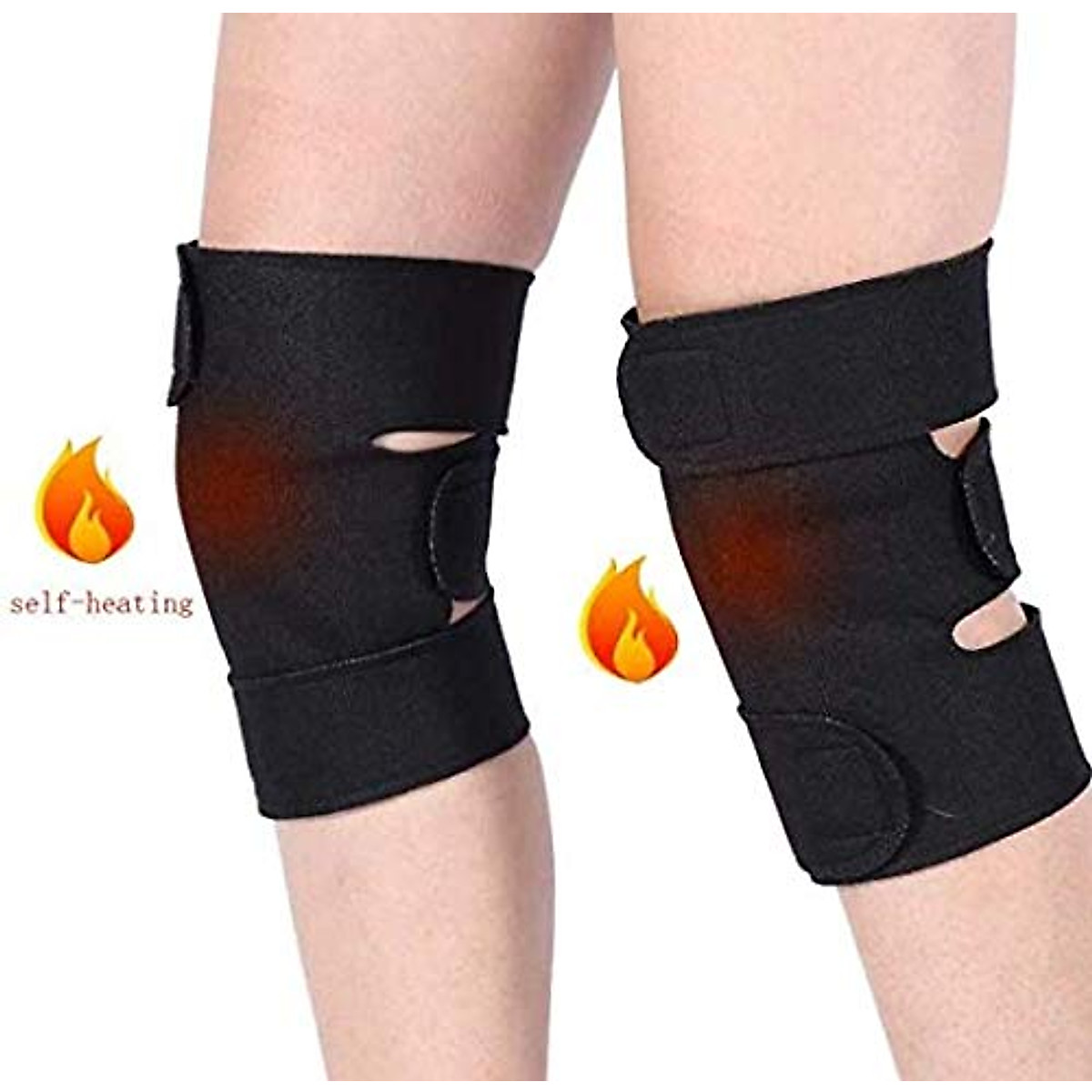 Ylucky 1 Pair Self-heating Knee Braces Magnetic Tourmaline Therapy Knee Pads Adjustable Knee Protective Belt Sleeves for Arthritis Joint Pain Relief and Injury Recovery