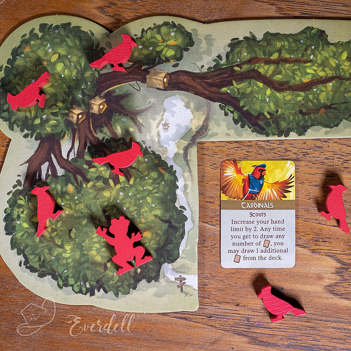 Everdell Bellfaire Expansion | Adds 5th and 6th Player Option to Everdell | New Critter Powers | Cardinal and Toad Meeples