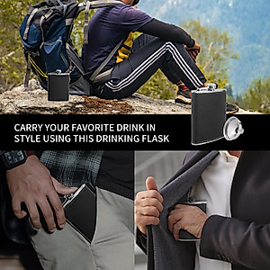 2 Pack 8 oz Leather Hip Flasks for Liquor for Men,Stainless Steel Hip Flasks with Funnel for Wedding Party, Leather Black Flasks for Liquor