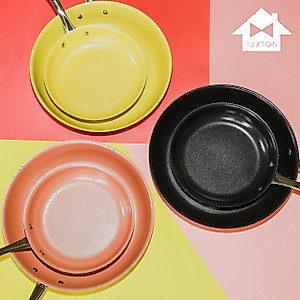 Non Stick Frying Pans Tuxton Concentrix 2pc Stainless Steel Pan Set - Stove & Oven Compatible 8 & 11in Ceramic Frying Pan with Riveted Handles Cobalt Blue