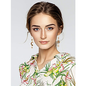 8 Pairs Moon Star Earth Planet Earrings Asymmetrical Vintage Bohemian Earrings Dangle Pendant Earrings Drop Hook Earrings Jewelry for Women