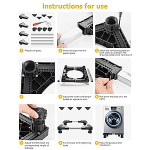 Adjustable Mini Fridge Stand, Mini Fridge Organizer Accessories Universal Stand, Mini Fridge Cabinet, Mini Fridge Stand with Storage, for Dryer, Washing Machine, Refrigerator Furniture Sliders