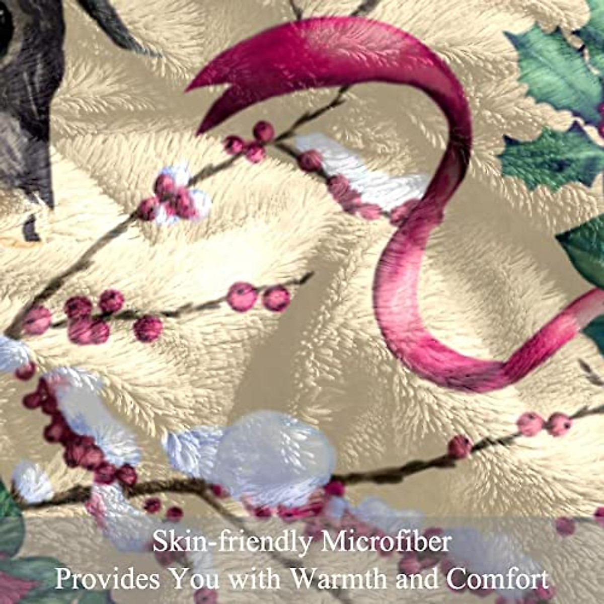 Reindeer with Flowerl Throw Blanket 59x39 Warm Soft Blankets and Throws for Sofa