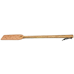 Creative Co-Op Modern Buffalo Leather Fly Swatter with Wood Handle, Natural