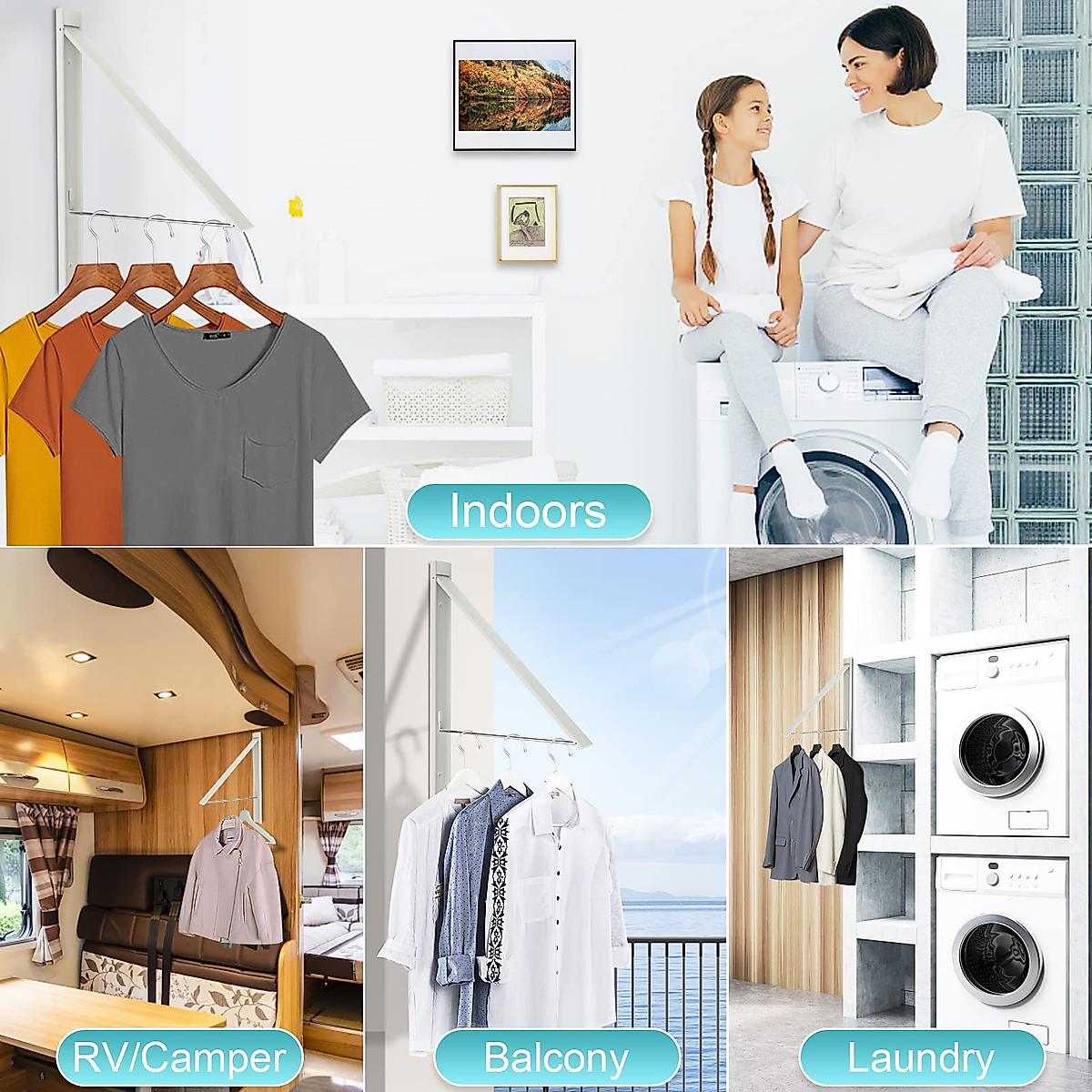 Ithywat Retractable Clothes Drying Rack,Space Saver Wall Mounted Folding Hanger for Laundry Room, Closet Storage Organization, Easy Installation Aluminium Dryer 1pcs